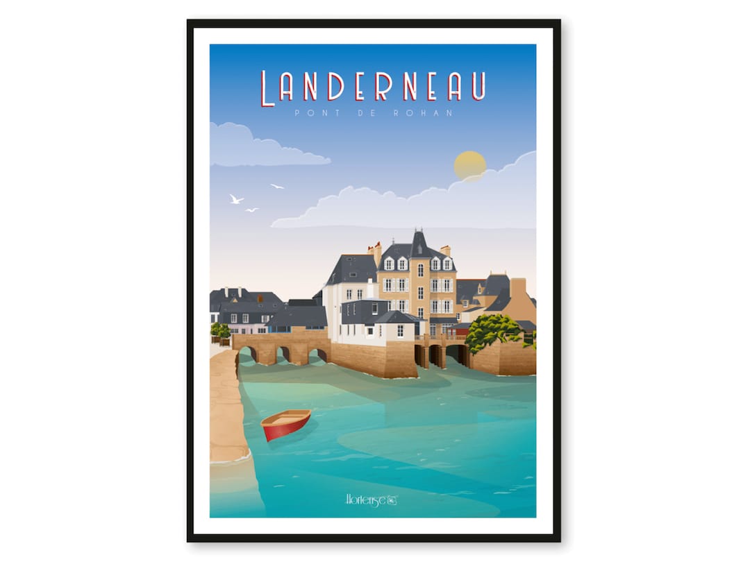 Poster Landerneau - Pont De Rohan - Brittany - A2 // Illustration ...