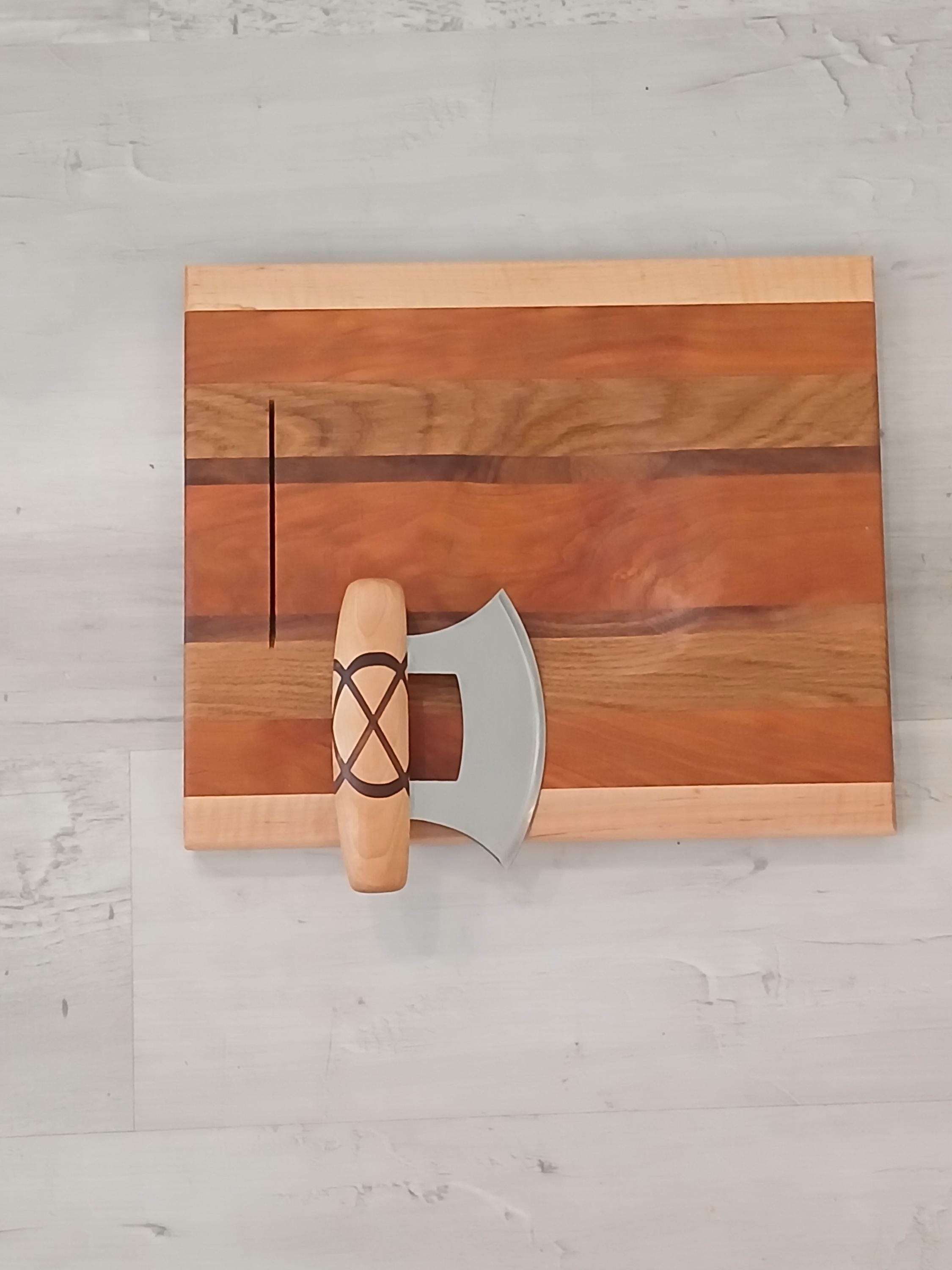 Handmade Walnut Ulu and Cutting Board Set: Celtic Knot Inlay - Etsy