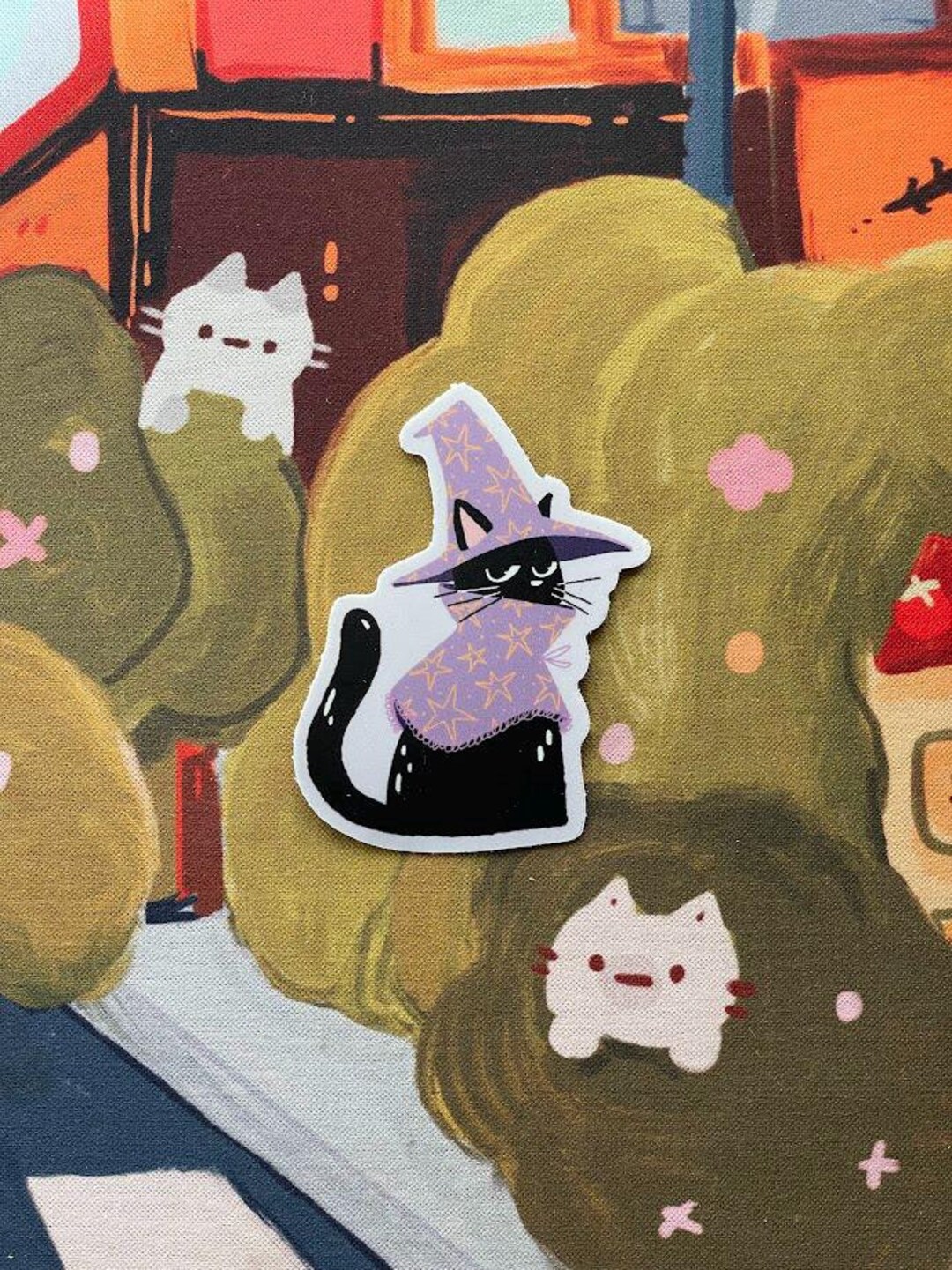 Wizard Cat Sticker | Cute Cat Hat | Weatherproof Sticker | Vinyl ...