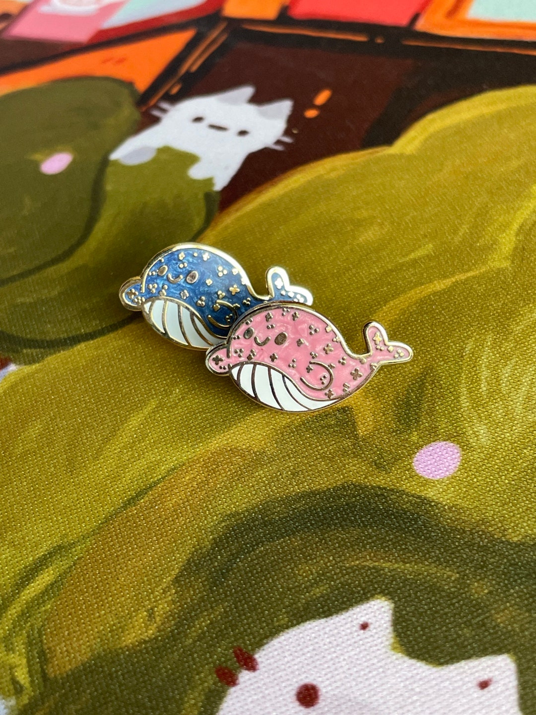 Chibi Whale Enamel Pin Chibi Aesthetic Hard Enamel Gold Pin Cute Whale ...
