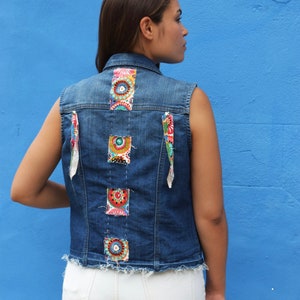 Patchwork Floral Denim Vest - Etsy