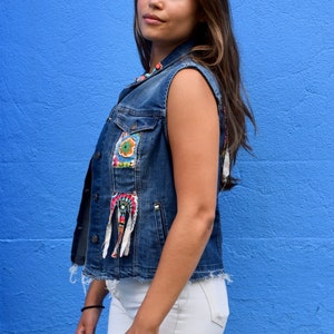 Patchwork Floral Denim Vest - Etsy