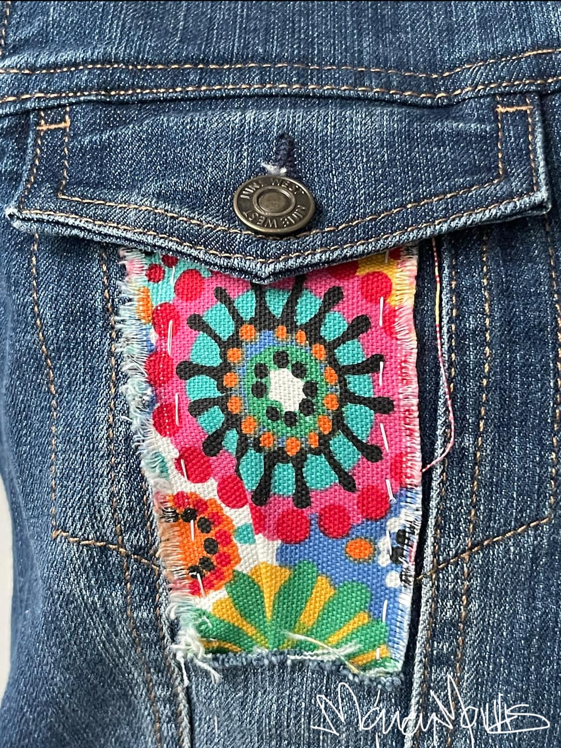 Patchwork Floral Denim Vest - Etsy