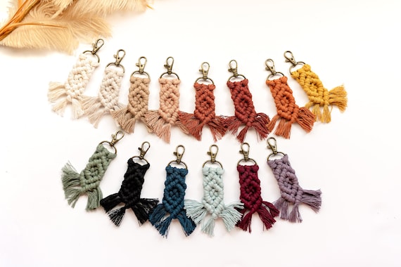 Macrame Keychain Small Macrame Fringe Keychain Assorted | Etsy