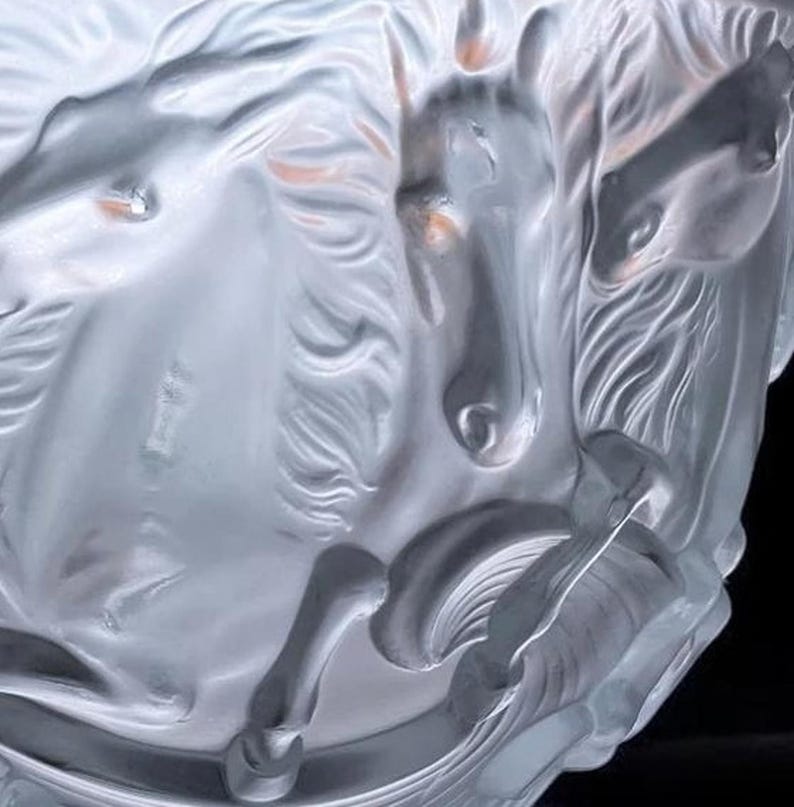 Art Deco Rare Barolac Josef Inwald Frosted Glass Horses Vase Czech ...