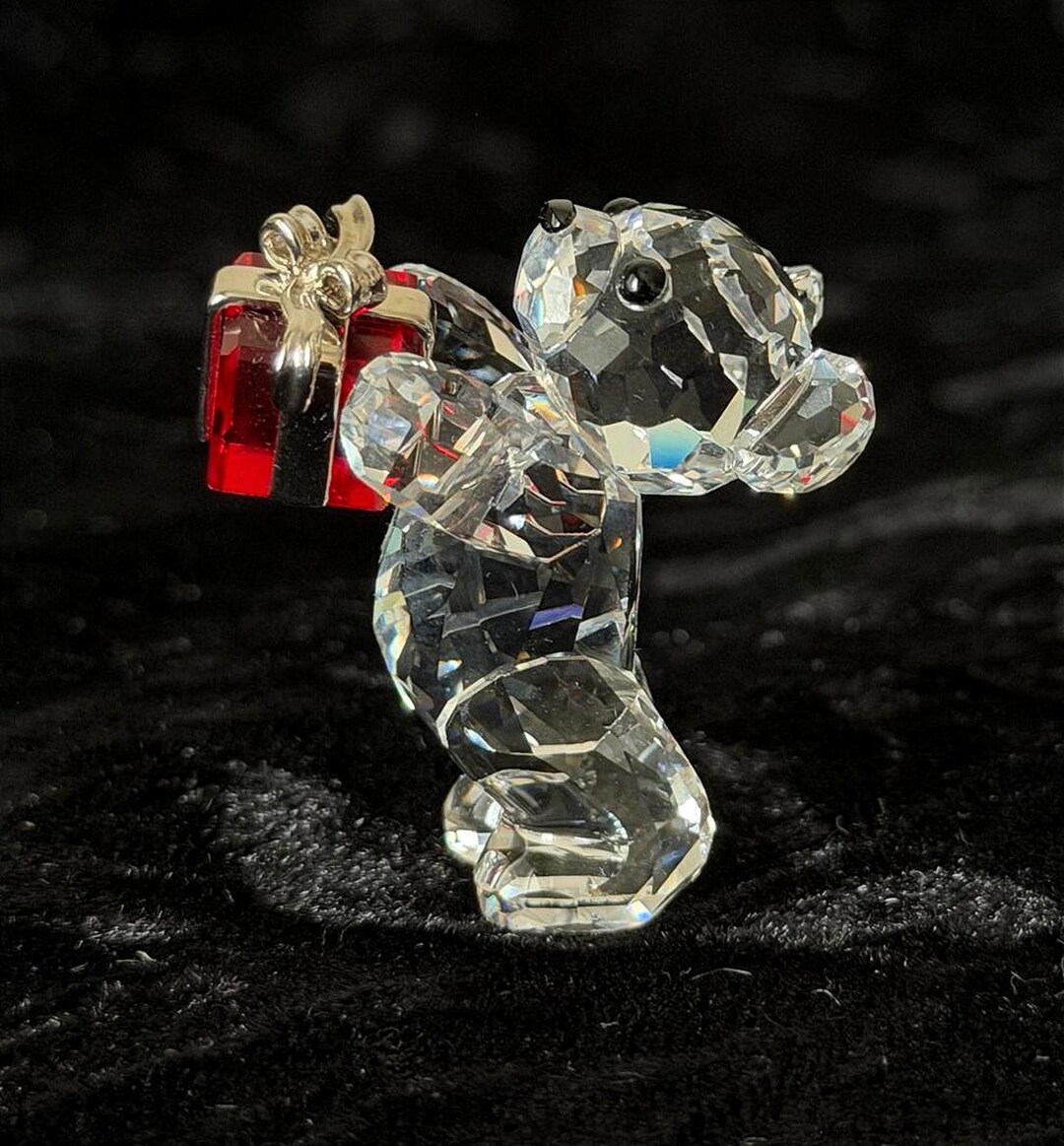 Swarovski Rare Kris Bear “A Gift for You” Crystal Figurine With Red ...