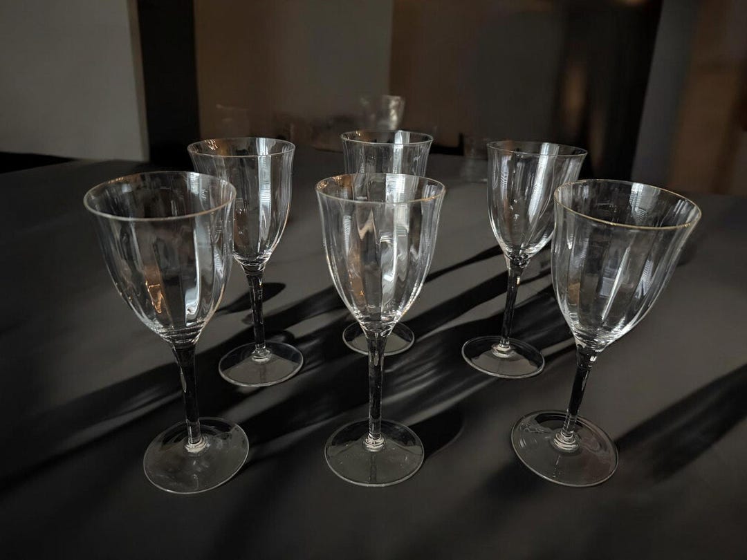 Set of 6 Vintage Clear Gorham Crystal Glasses - Elegant Vintage Style ...