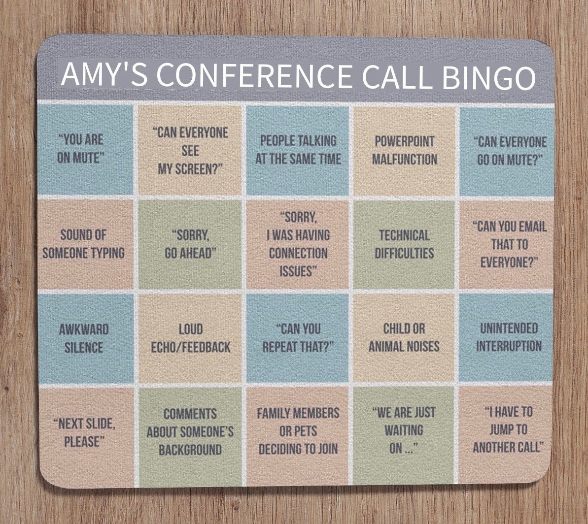 Personalized Conference Call Bingo Mouse Pad - Work From Home - Etsy