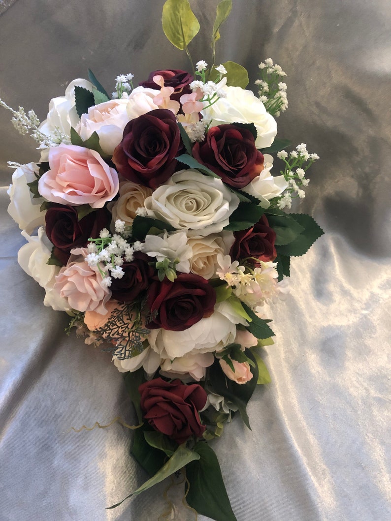 Cascade Wedding bouquet Burgundy Bridal bouquet Blush | Etsy Cascade Wedding bouquet Burgundy Bridal bouquet Blush | Etsy