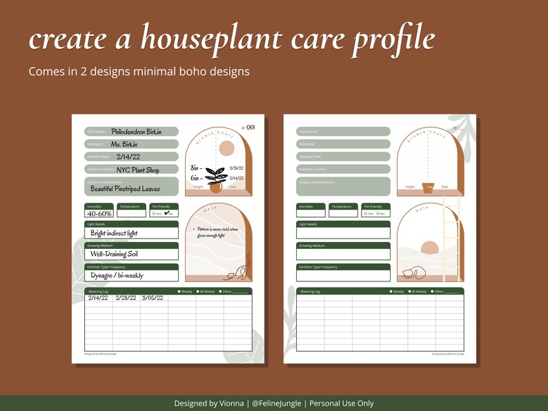 Printable Plant Journal | Letter Paper Size | Feline Jungle House Plant ...