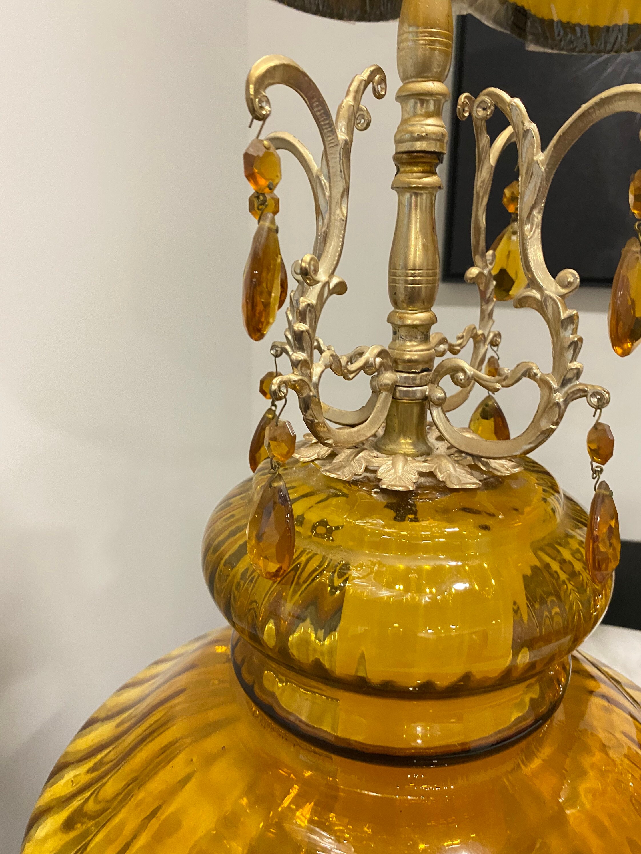 Vintage Hollywood Regency Glass Blown Lamps Large Retro | Etsy