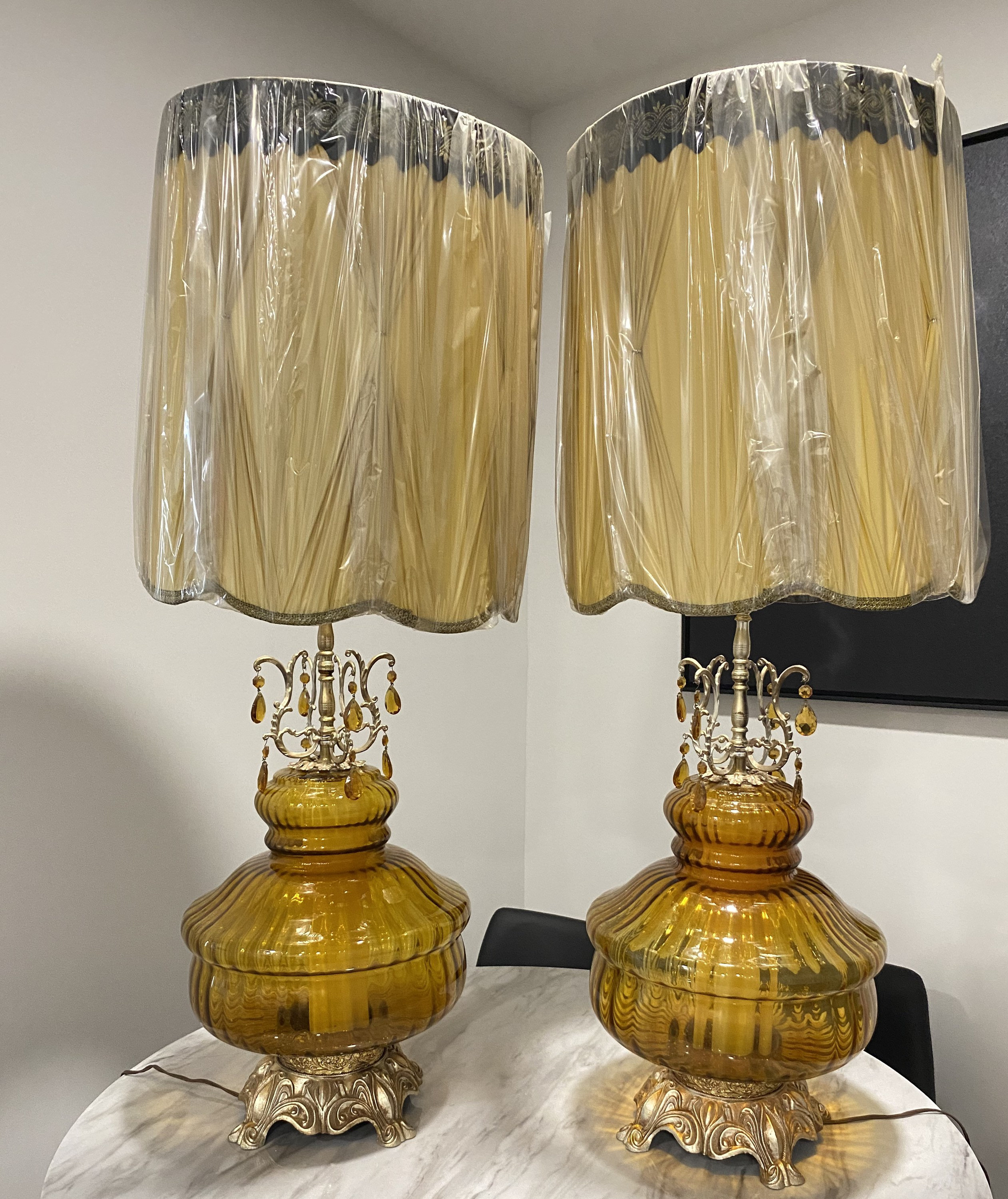 Vintage Hollywood Regency Glass Blown Lamps Large Retro | Etsy