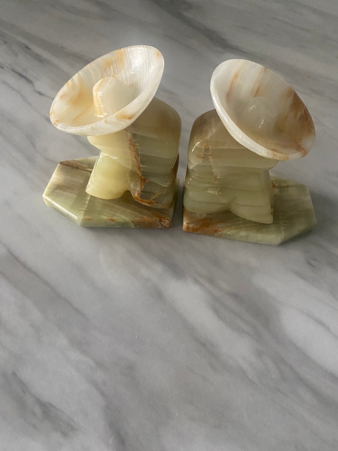 Vintage Mexican Onyx Sombrero Men Bookends - Etsy