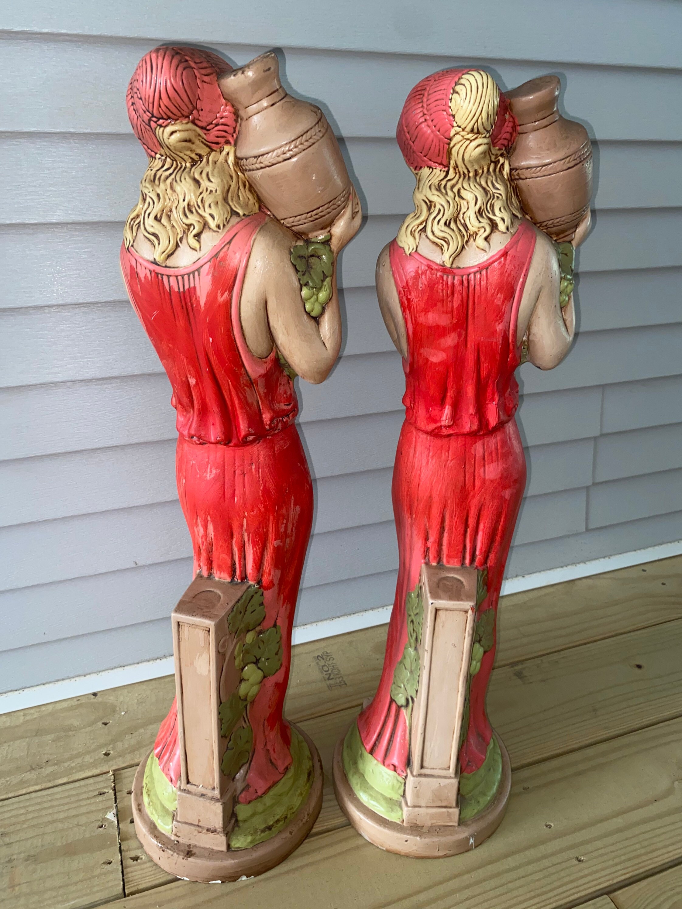 Vintage Chalkware Statue Figurine Italian Woman Carrying - Etsy