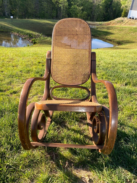 Vintage Cane Wood Rocker Brentwood Rocker | Etsy