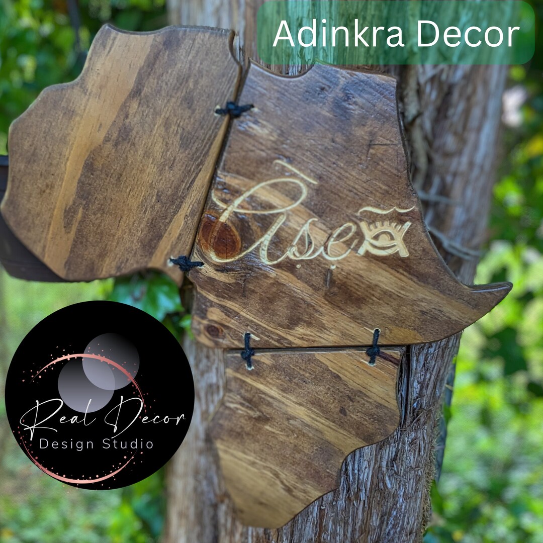 Rustic Universe-ase Adinkra Africa Wooden Wall Art 3 Piece Trifecta ...