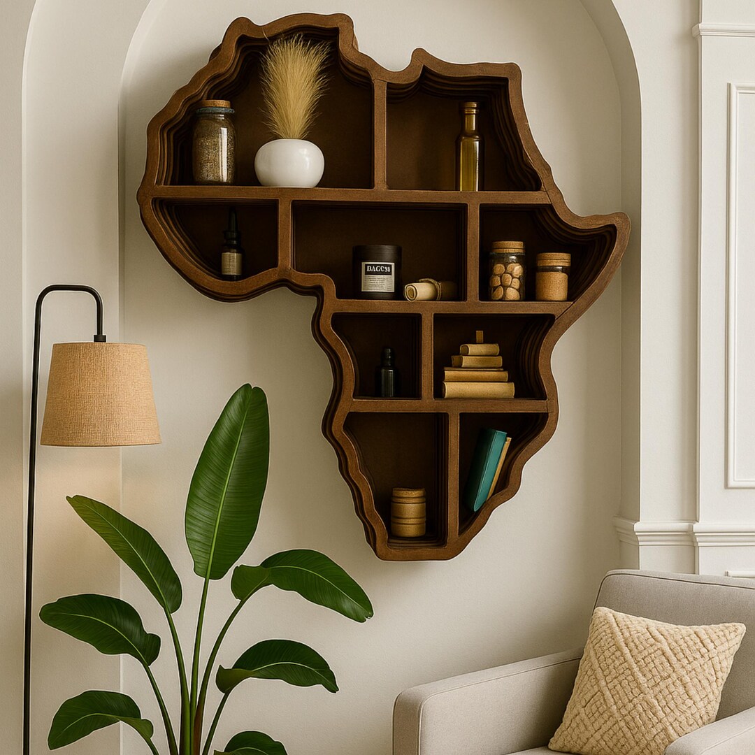 Africa Bookshelf: Handmade Wooden Floating Shelf - Afrocentric Decor - Etsy