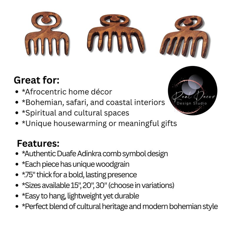 Duafe Adinkra Symbol Wooden Wall Art: Afrocentric Feminine Decor - Etsy