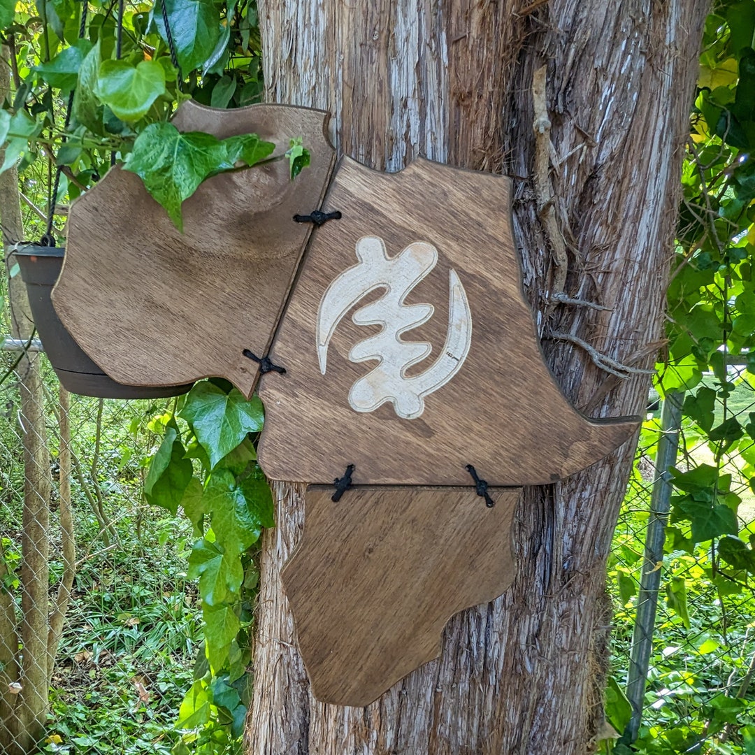 Rustic Gye Nyame Adinkra Symbol, Africa Wooden Wall Art 3 Piece ...