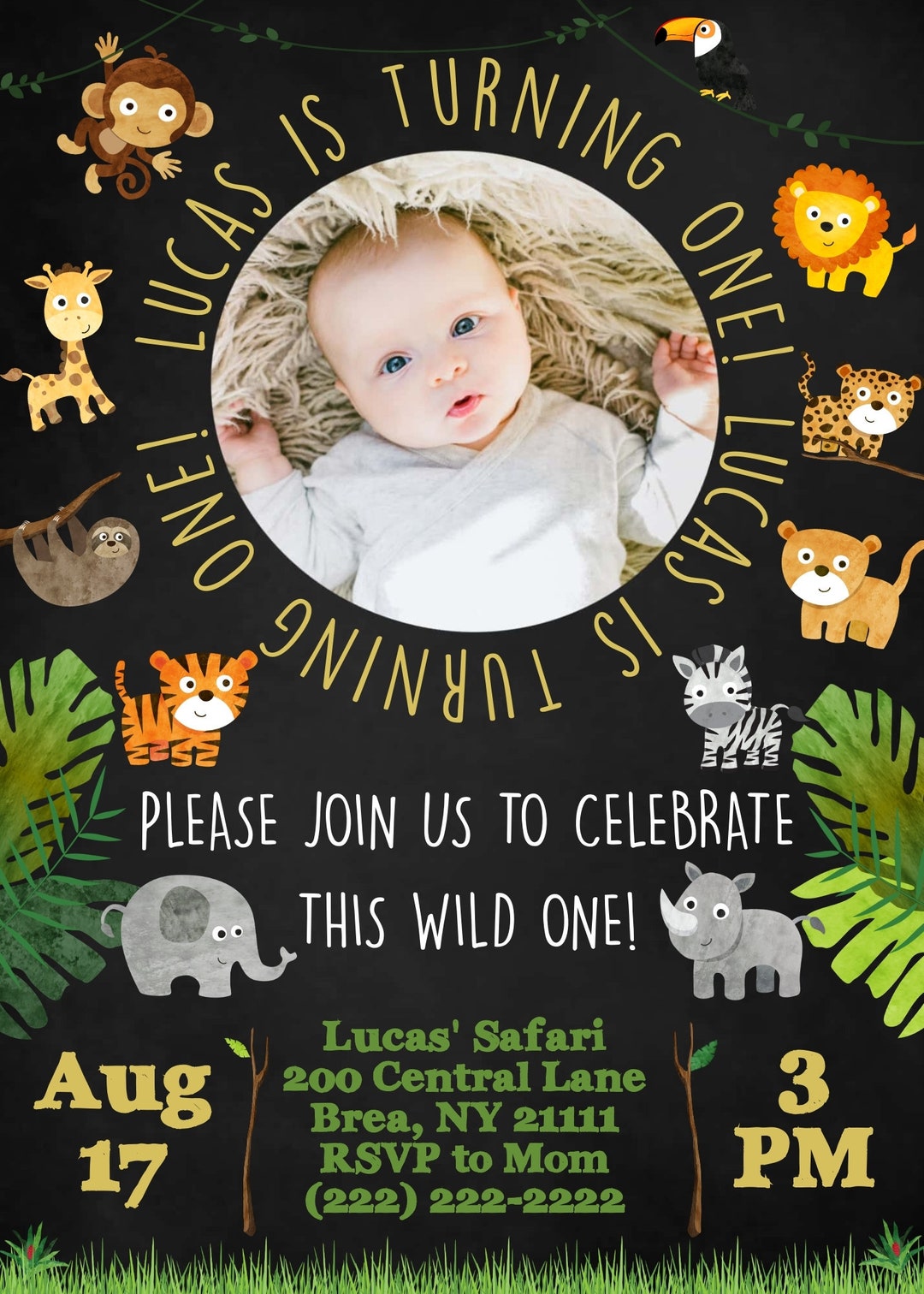 Safari Wild Birthday Party Invitation - Etsy