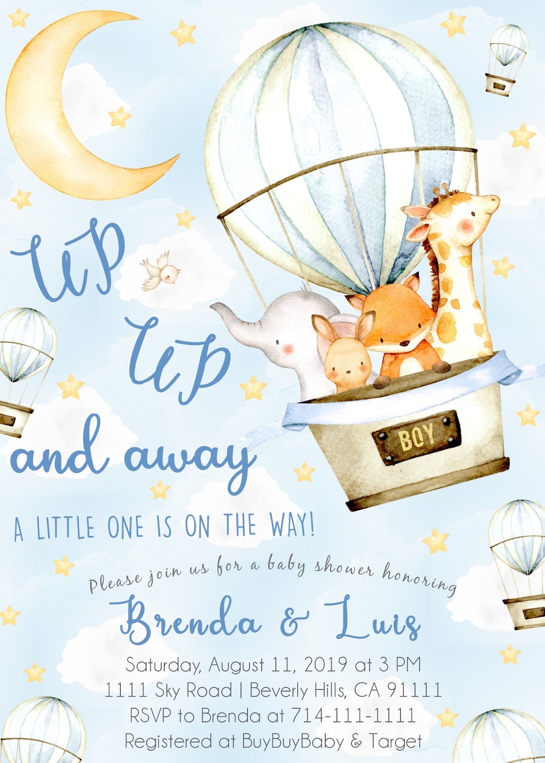 Up up and Away Baby Shower Invitation - Etsy
