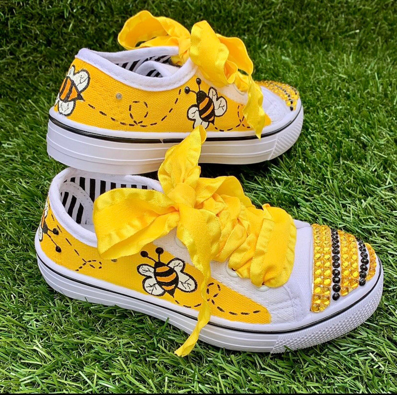 SWEET Hand Painted Bumble Bee Shoes With Rhinestones & Ribbon | Etsy