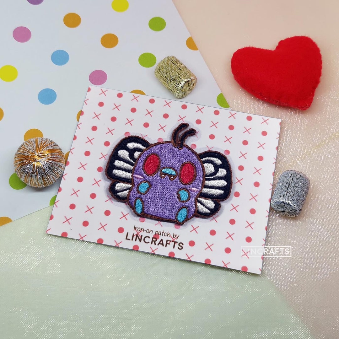 Pokemon Butterfree: Iron-on Embroidered Patch, Pin & Keychain 58mm X ...