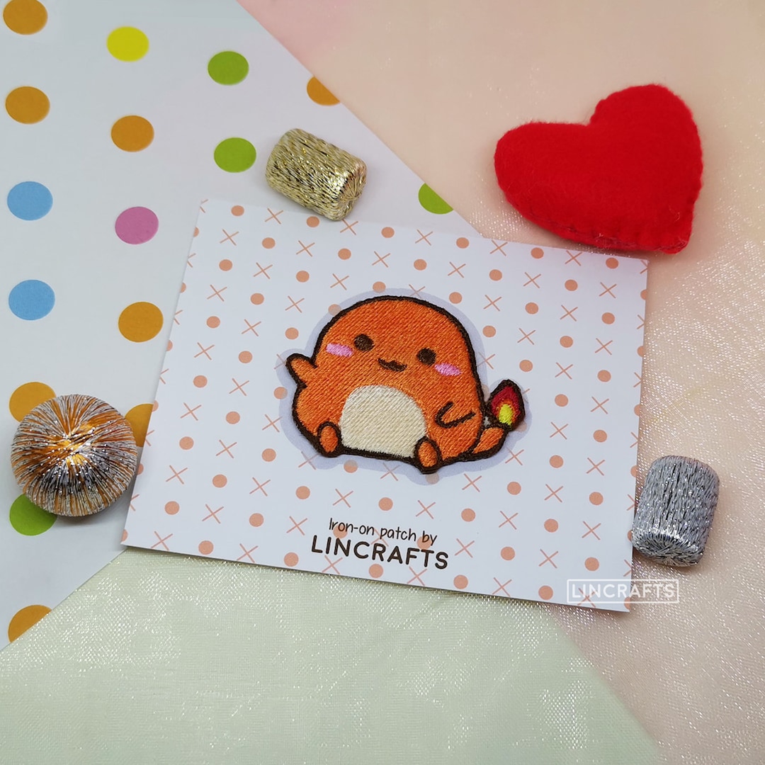 Pokemon Charmander: Iron-on Embroidered Patch, Pin & Keychain 49mm X ...