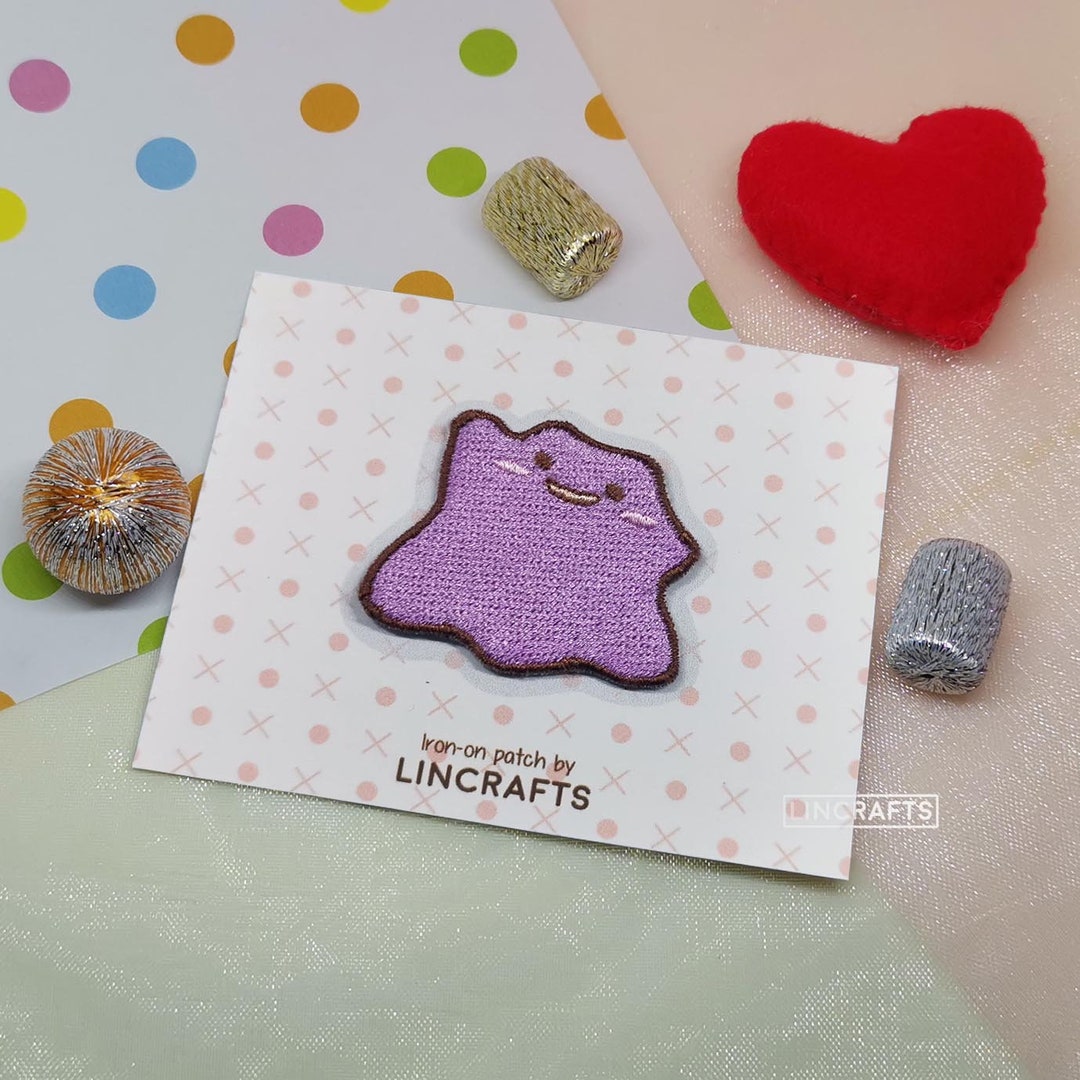 Pokemon Ditto: Iron-on Embroidered Patch, Pin & Keychain 45mm X 40mm - Etsy