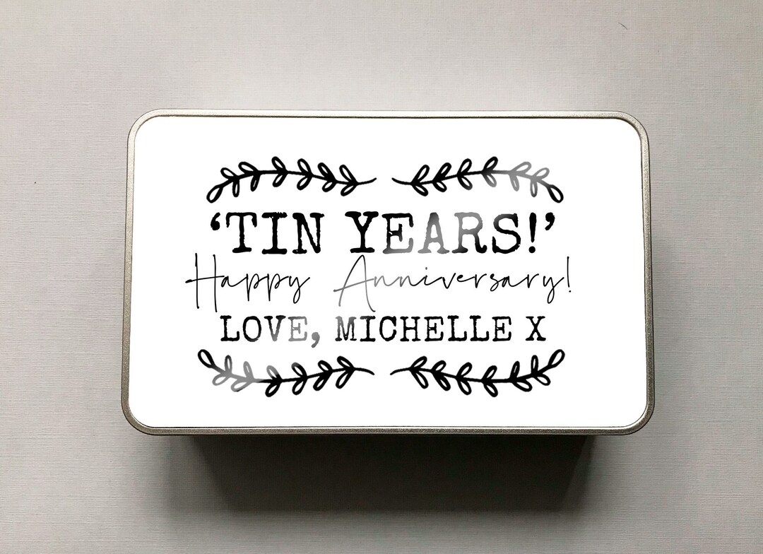 Tin Years! 10 Year Anniversary Tin,anniversary Tin, Personalised Tin ...
