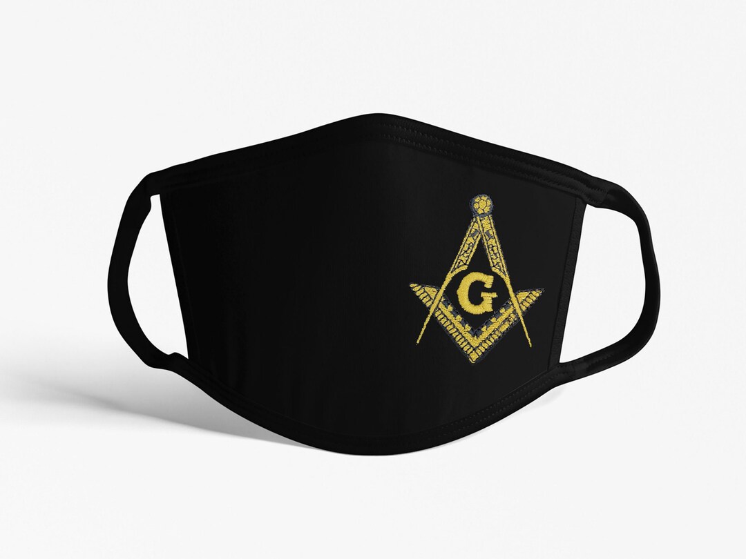 Masonic Square & Compass Face Mask / Black Face Mask / Embroidered Face ...