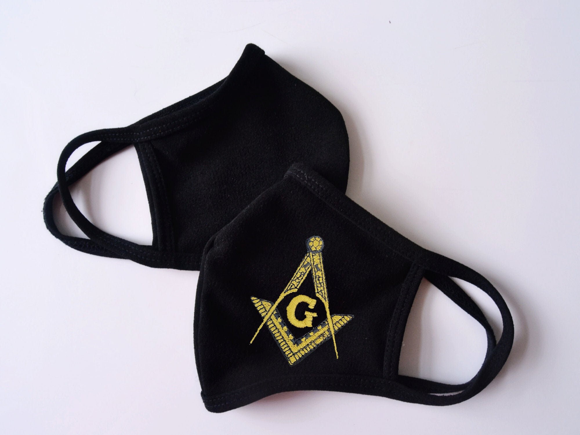 Masonic Square & Compass Face Mask / Black Face Mask / Embroidered Face Mask / Masonic Face Mask ...