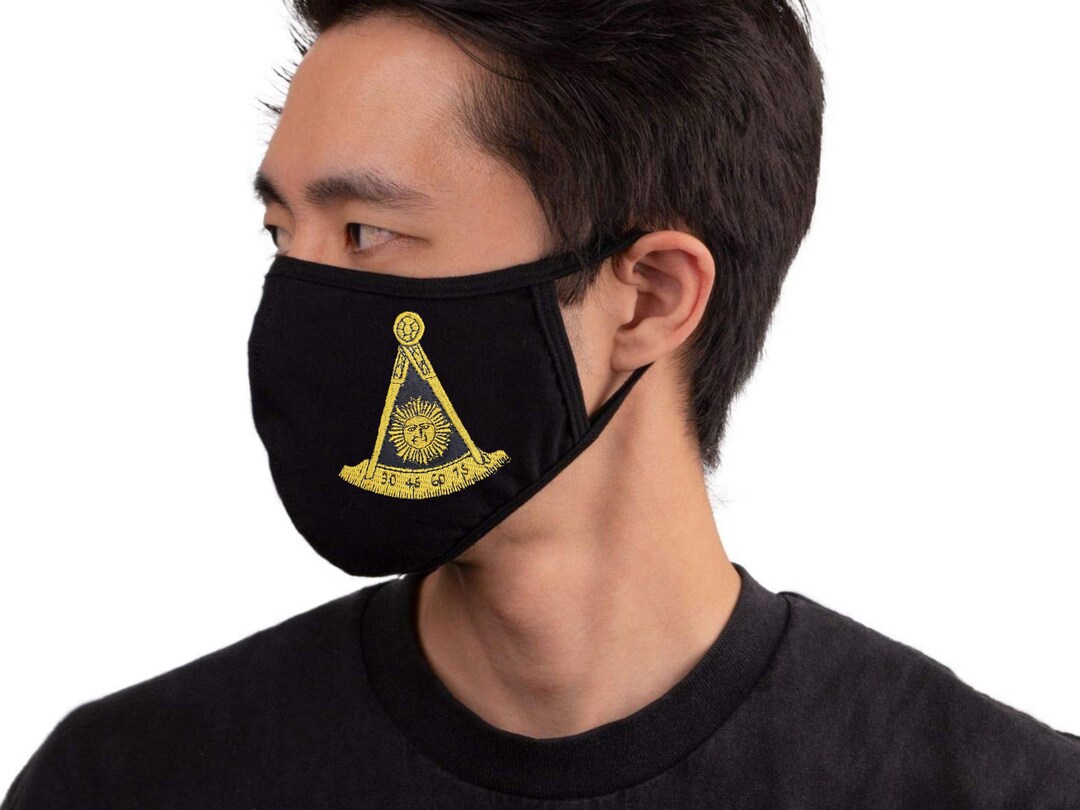 Masonic Past Master Face Mask / Black Face Mask / Embroidered Face Mask ...