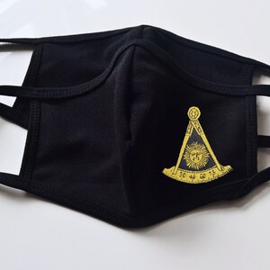 Masonic Past Master Face Mask / Black Face Mask / Embroidered Face Mask / Masonic Face Mask ...