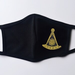 Masonic Past Master Face Mask / Black Face Mask / Embroidered Face Mask ...