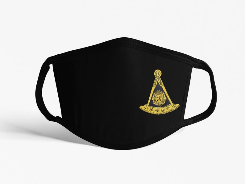 Masonic Past Master Face Mask / Black Face Mask / Embroidered Face Mask ...