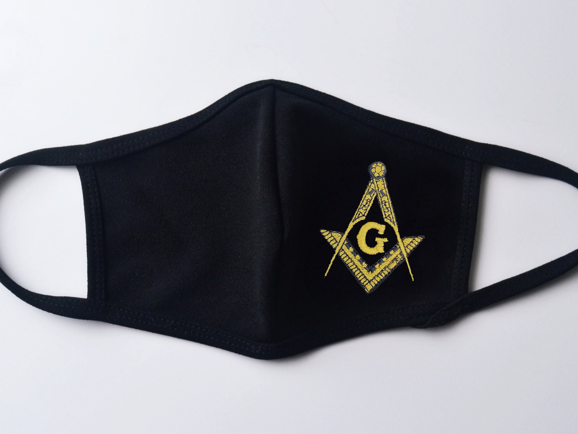 Masonic Square & Compass Face Mask / Black Face Mask / Embroidered Face ...