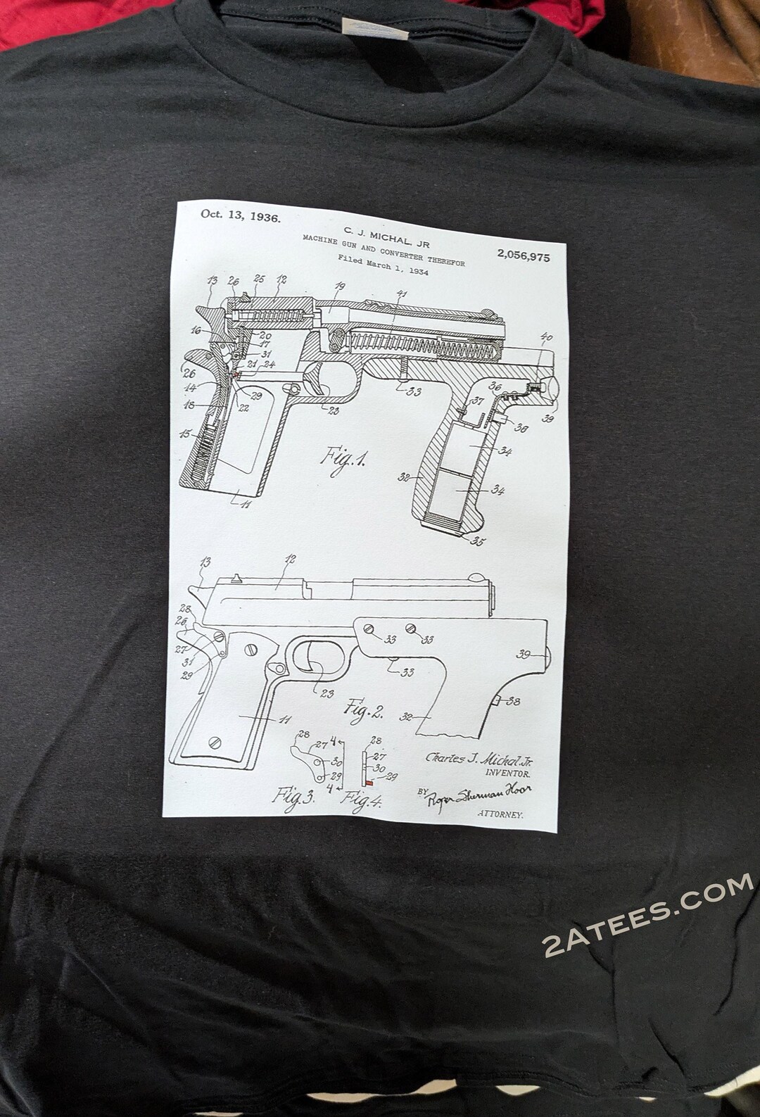 1911 Machine Gun Conversion 1936 Patent Image Graphic Tee - Etsy