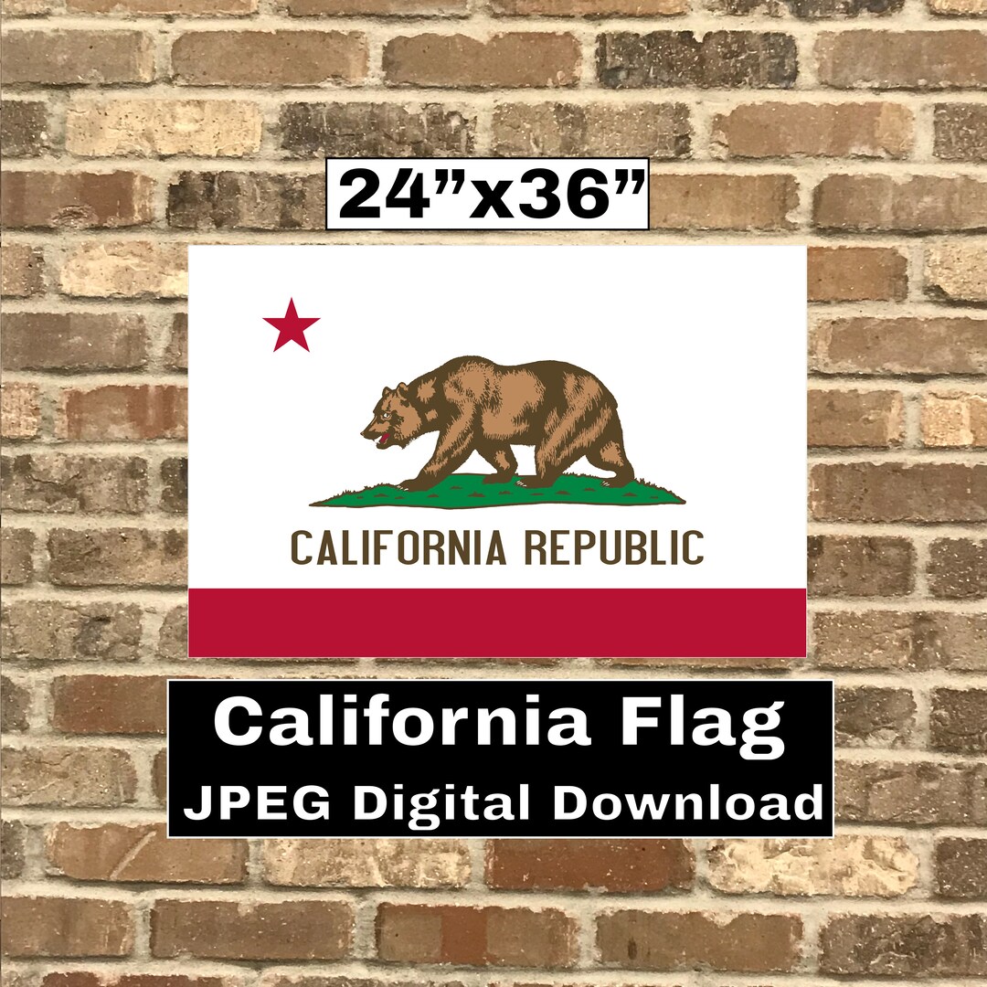 California Flag 24"x36" JPEG Digital Download, 24x36. 36x24 California ...