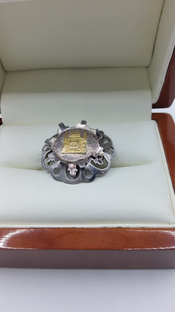 Peruvian 18K Gold Centre & 925 Pendant Brooch - Gem