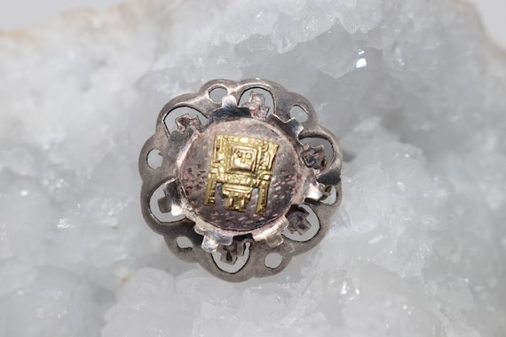 Peruvian 18K Gold Centre & 925 Pendant Brooch - Gem