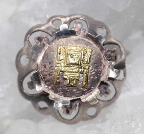 Peruvian 18K Gold Centre & 925 Pendant Brooch - Gem