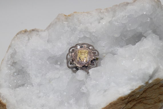 Peruvian 18K Gold Centre & 925 Pendant Brooch - Gem