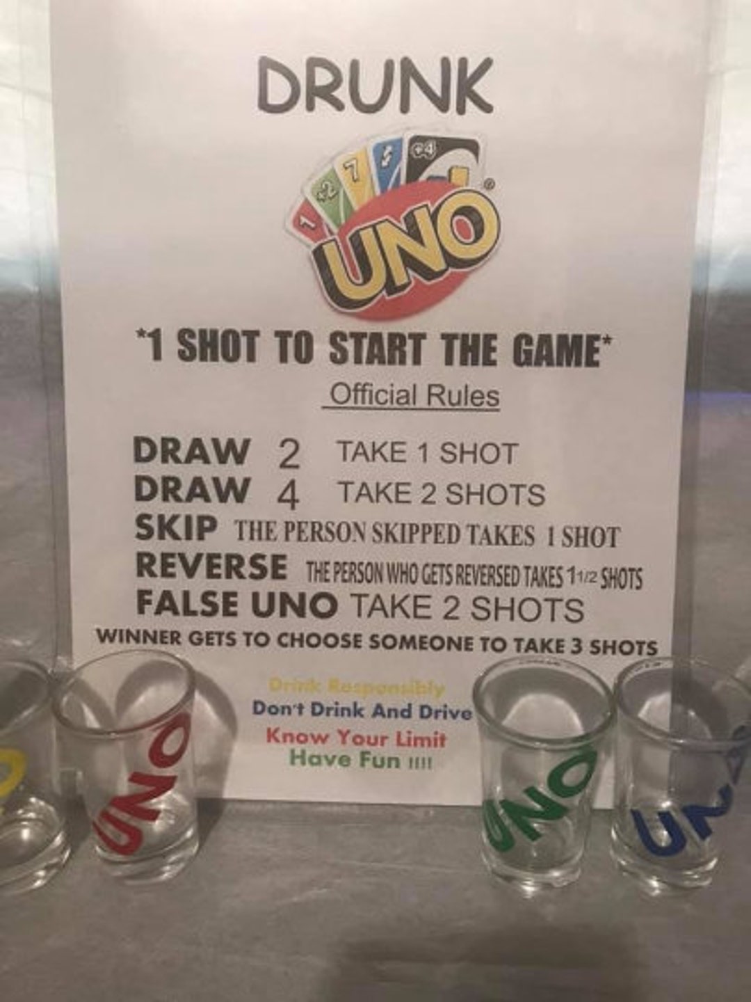 Adult Drinking Game With 4 Shot Glasses - Etsy