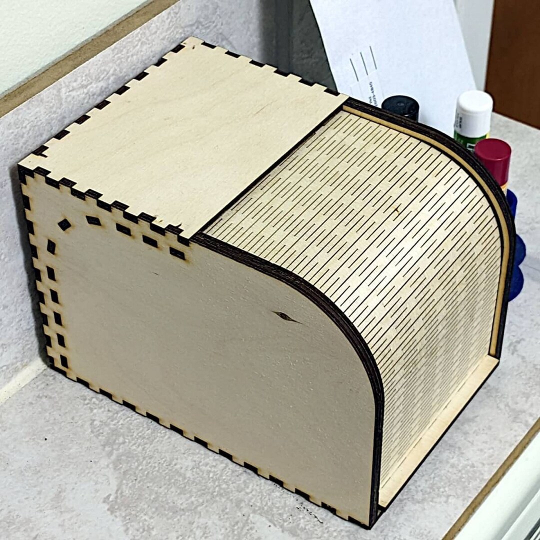 Laser Cut Bread Box With a Gliding Door SVG File Designed for 3 Mm ...