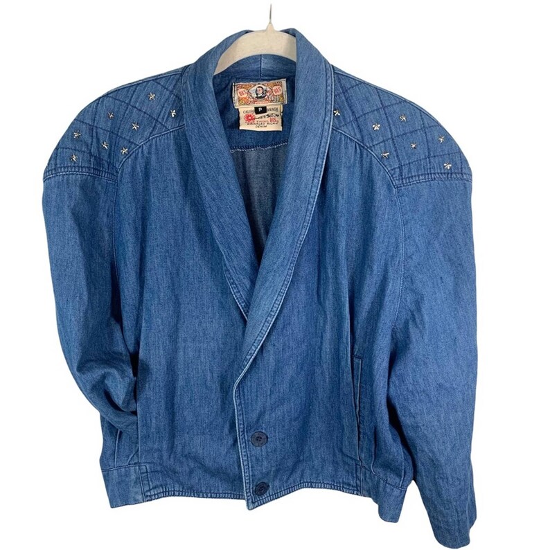Vintage 1980s Gene Ewing Bis Denim Crop Star Studded Jacket - Etsy