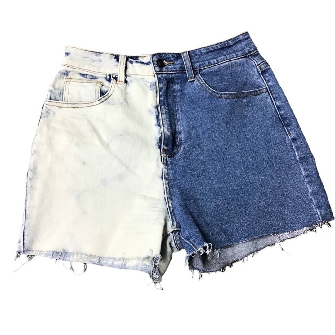 Cowboy Star Two Tone High Rise Denim Shorts - Etsy