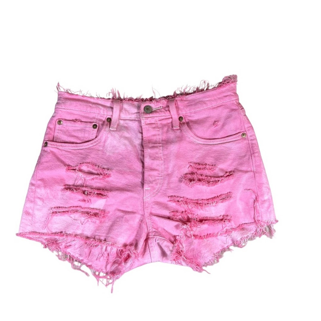 Levis 501 Barbie Pink Distressed Frayed Cut off Shorts - Etsy