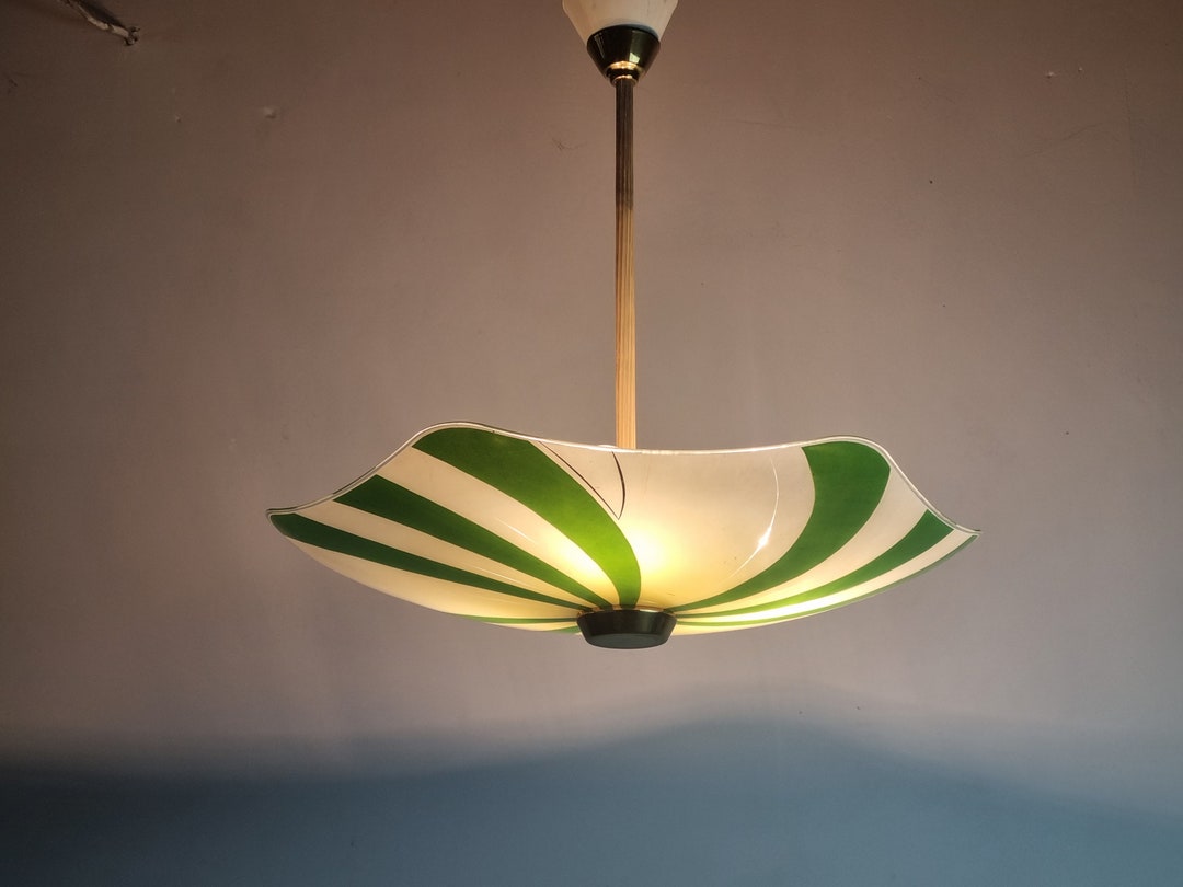 Vintage Green Pendant Light 50s - Etsy
