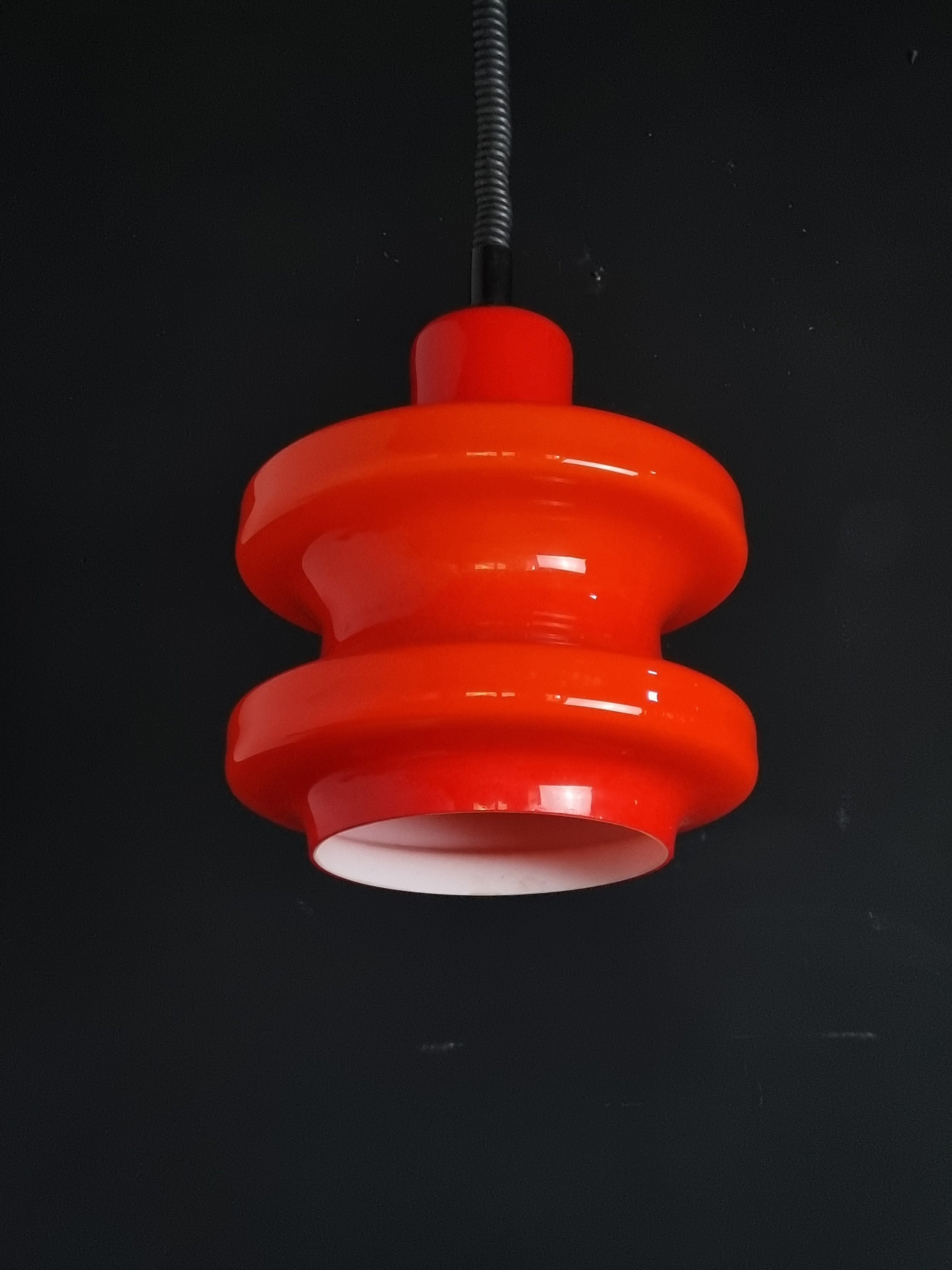 Vintage Red Pendant Light Opalin Glass - Etsy